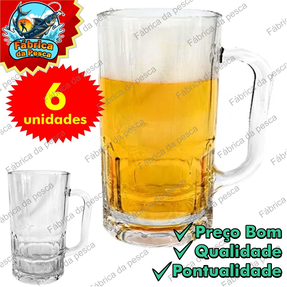 Caneca De Chopp Vidro Com 6 Unidades | Shopee Brasil