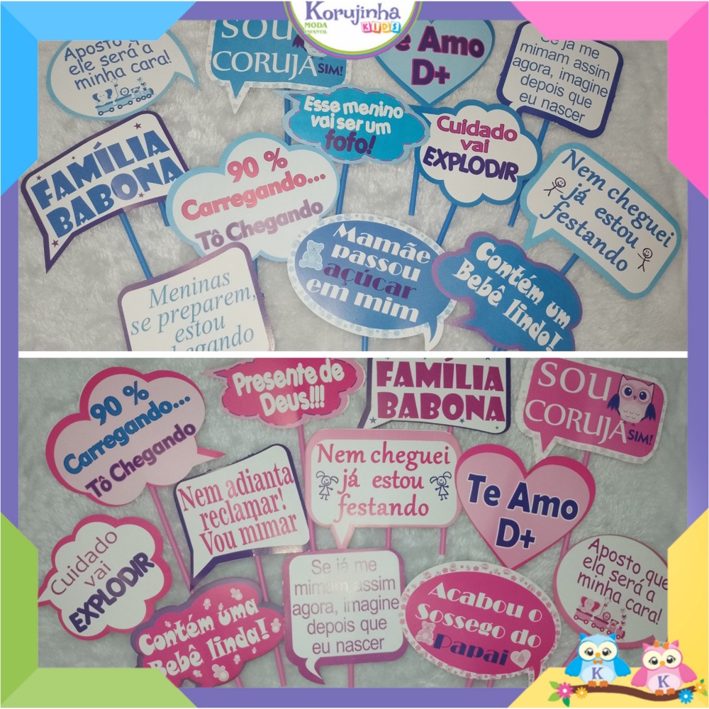 Plaquinha Chá de Bebê Menino ou Menina - Kit com 12 Plaquinhas ...