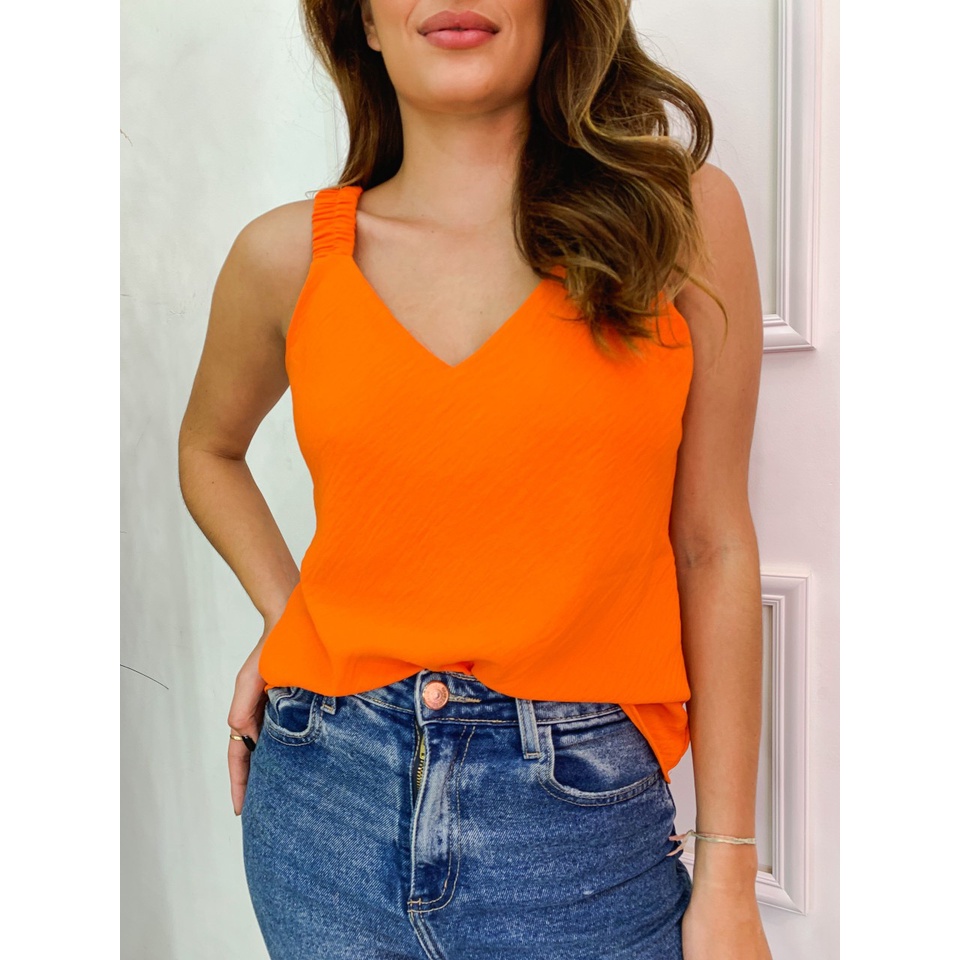 Regata lisa, alca larga de elastico. codigo 8 - Desconto no Preço