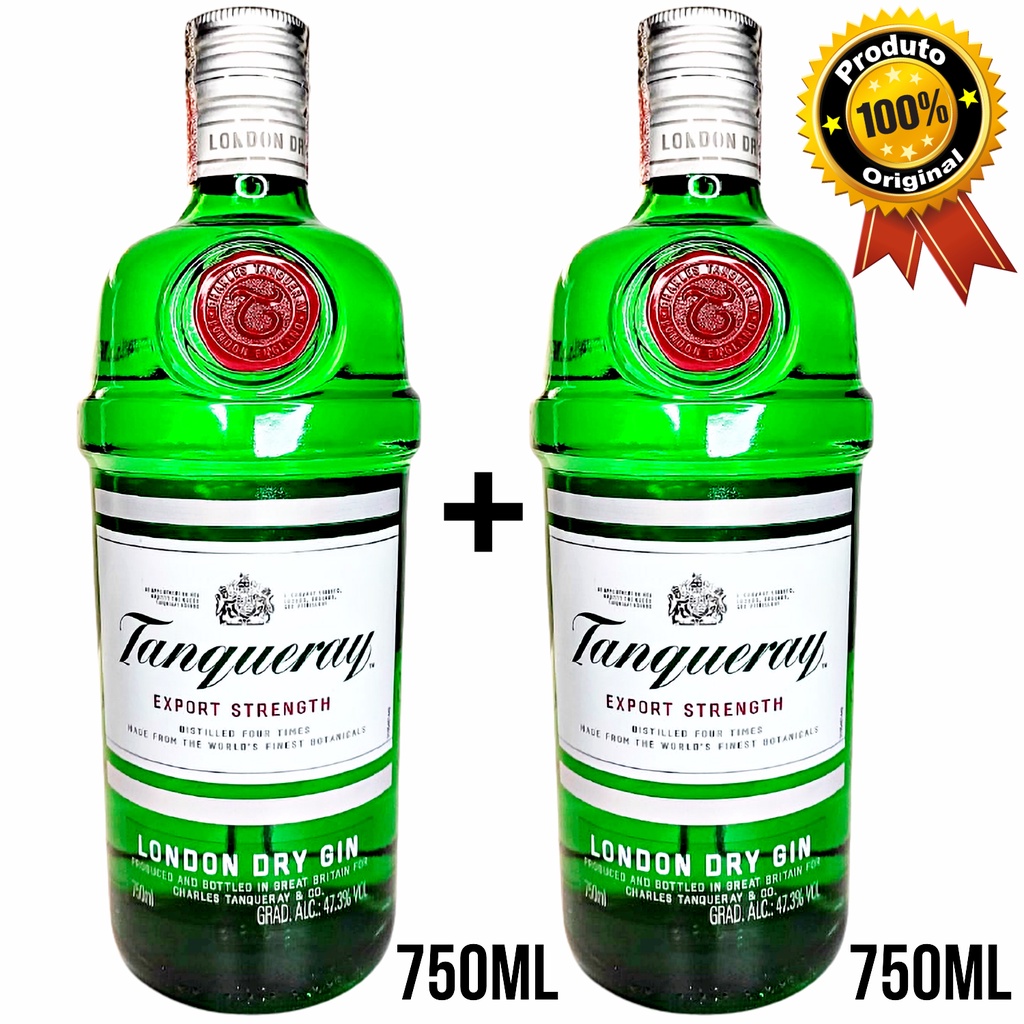 Gin Tanqueray London Dry 750ml 02 Unidades Original Importado Lacrado com Selo IPI | Shopee Brasil