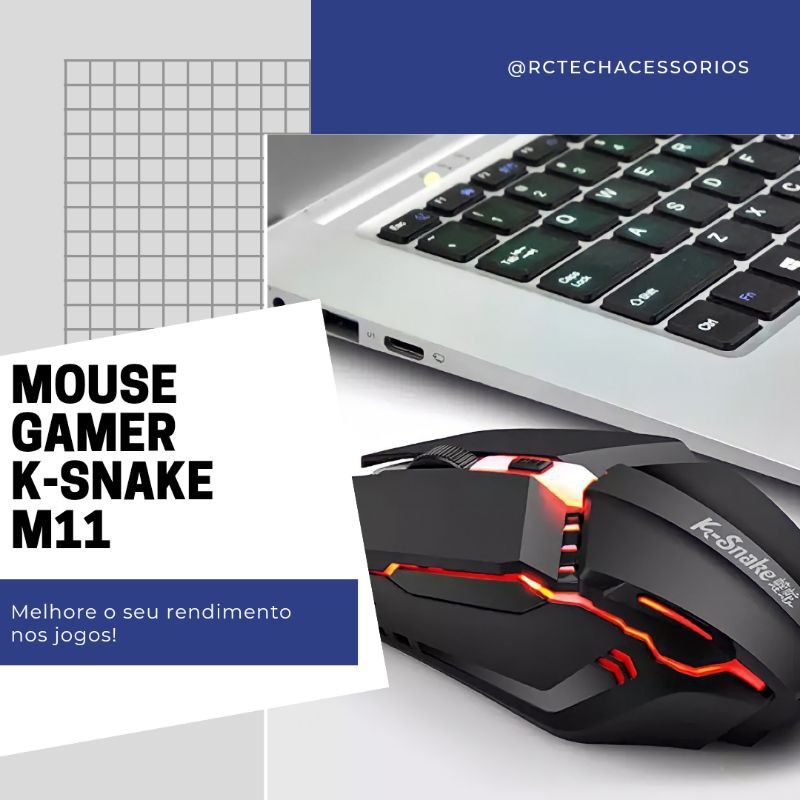MOUSE GAMER K-SNAKE RGB COM CONECTOR USB | Shopee Brasil