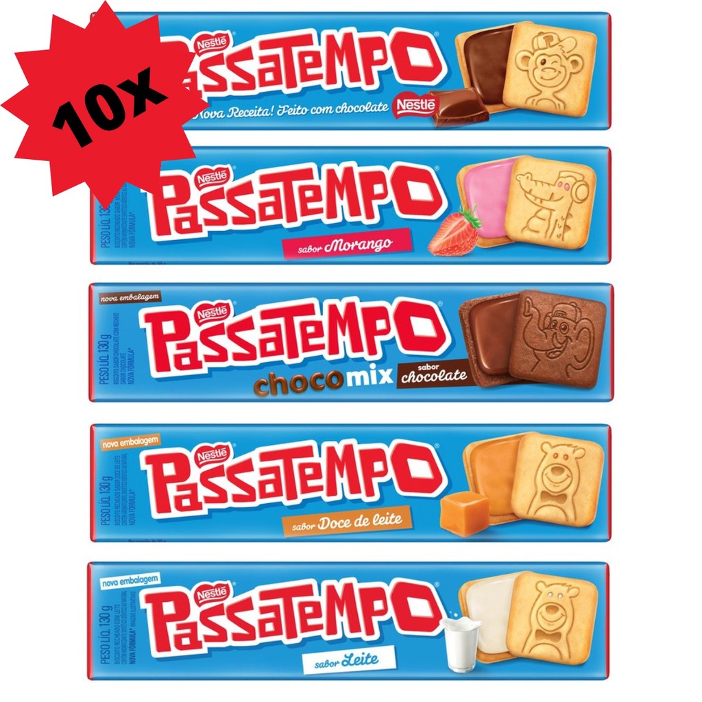 Biscoito Passatempo Recheado 130g 10 Unidades - Chocolate, Doce de ...