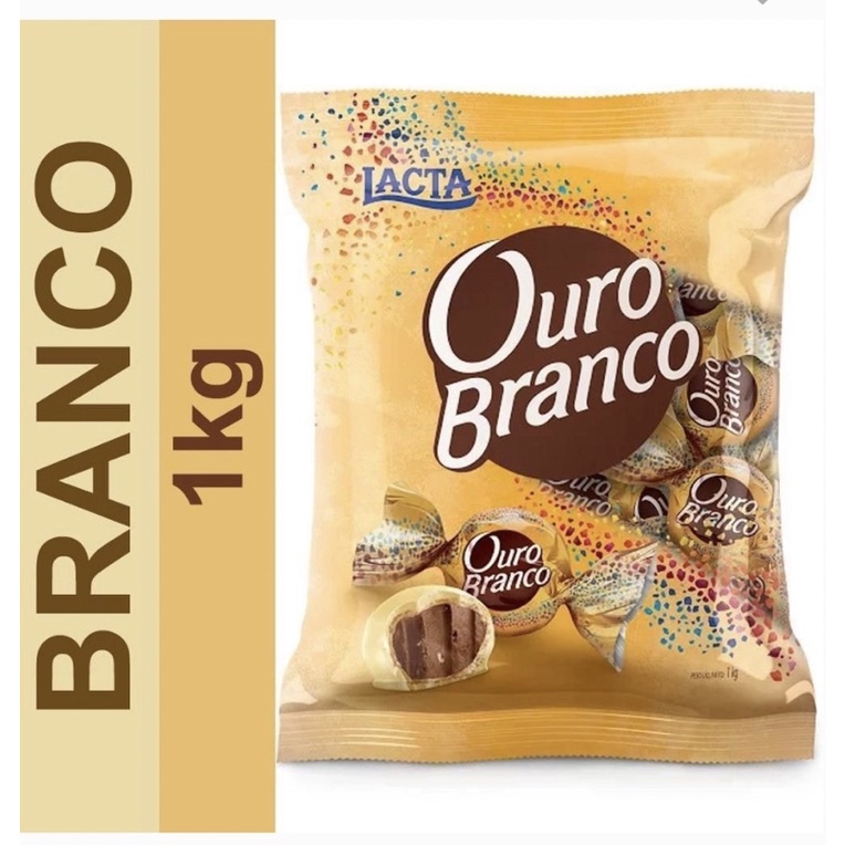 Pacote Bombom Ouro Branco 1kg C/50 bombons - Lacta | Shopee Brasil