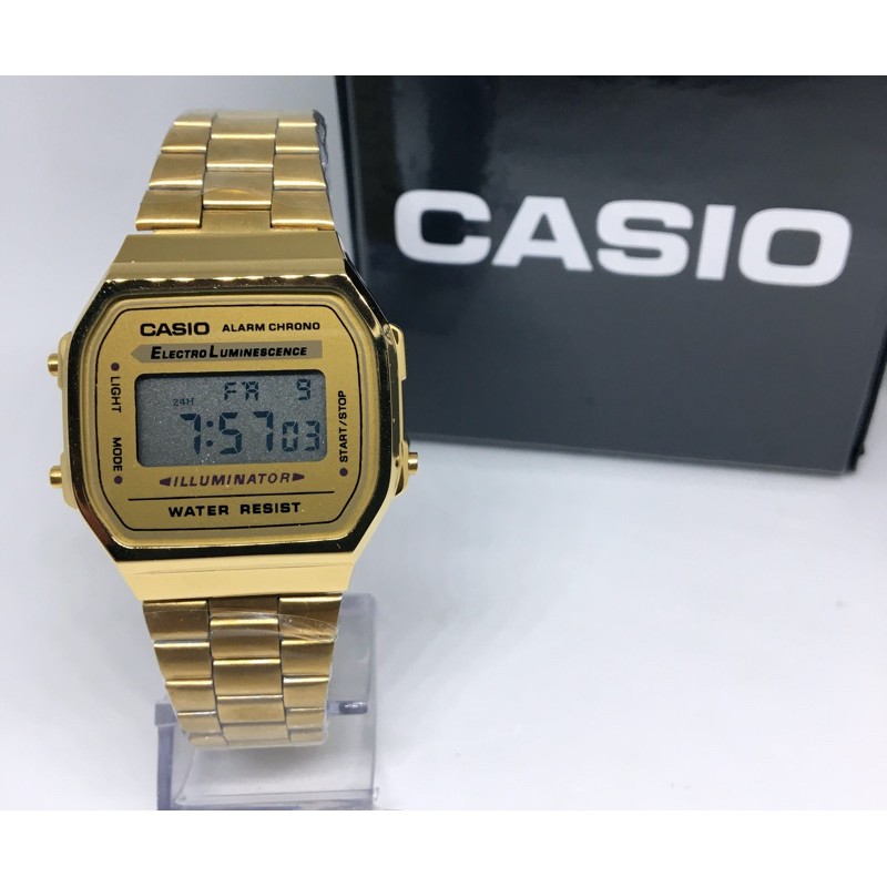 Relógio Digital Casio A168 Dourado Vintage | Shopee Brasil