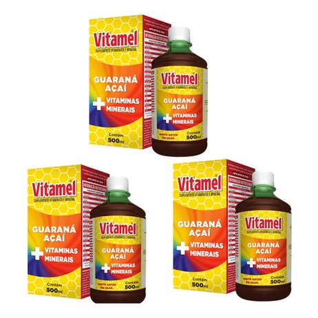 Kit Com 3 Vitamel Suplemento Vitaminico E Mineral 500ml | Shopee Brasil