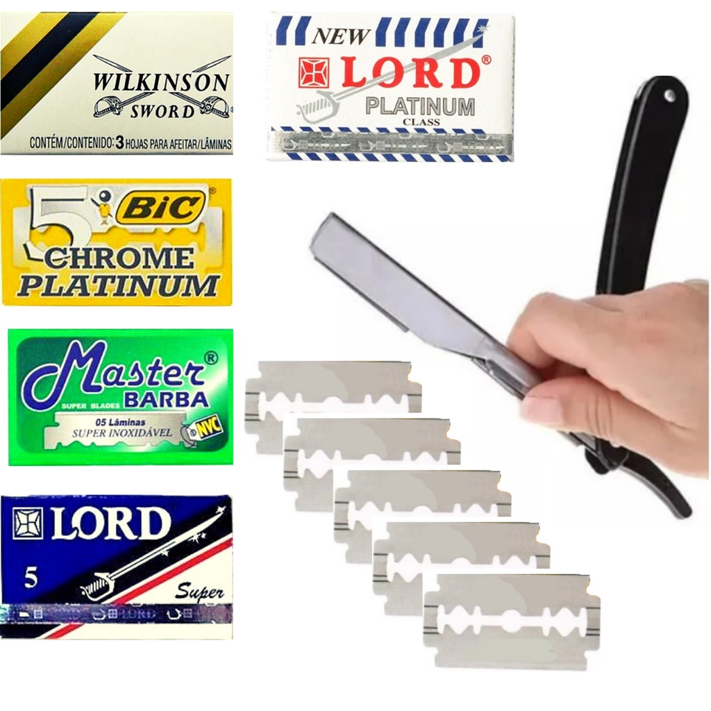Navalhete Inox Para Barbear Profissional Navalha + 5 lâmina - Escorrega ...