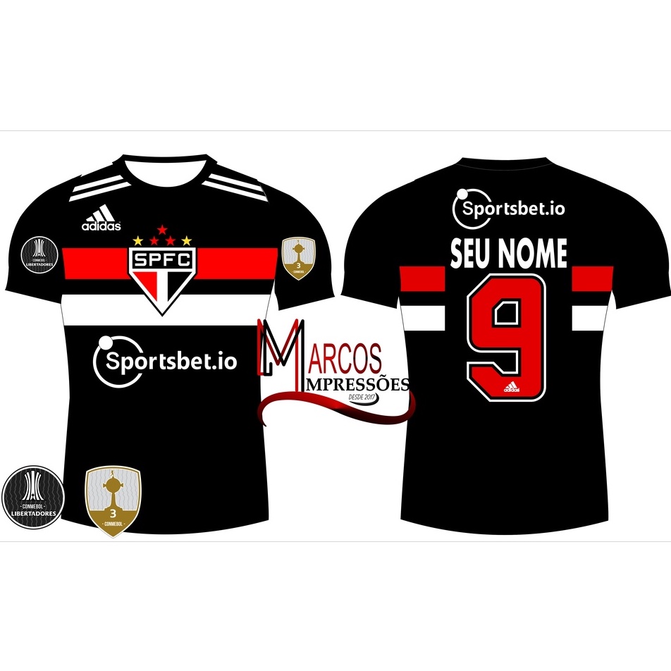 Camisa de Futebol São Paulo 2022/2023 PRETA personalizada - Corre Que ...