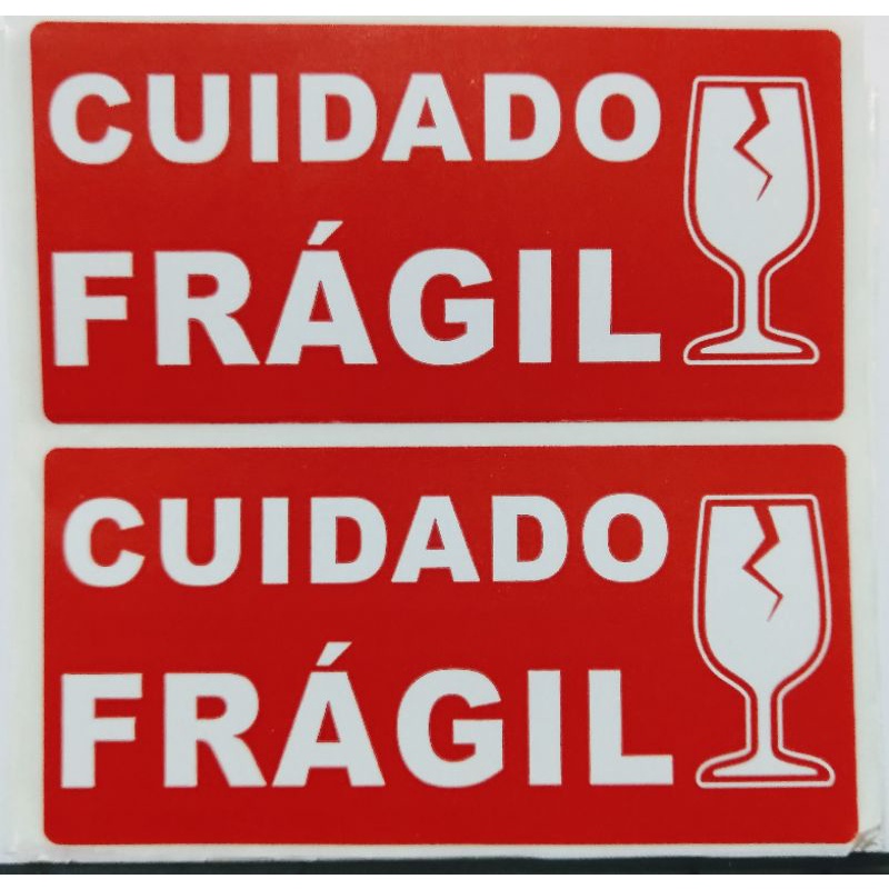 Etiqueta Adesiva Selo Cuidado Frágil 100x50 50 Etiquetas - Escorrega o ...