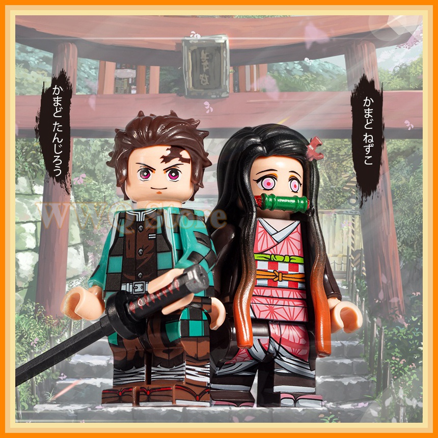 Lego Minifigures Anime Demon Slayer Nezuko Akaza Zenitsu Building ...