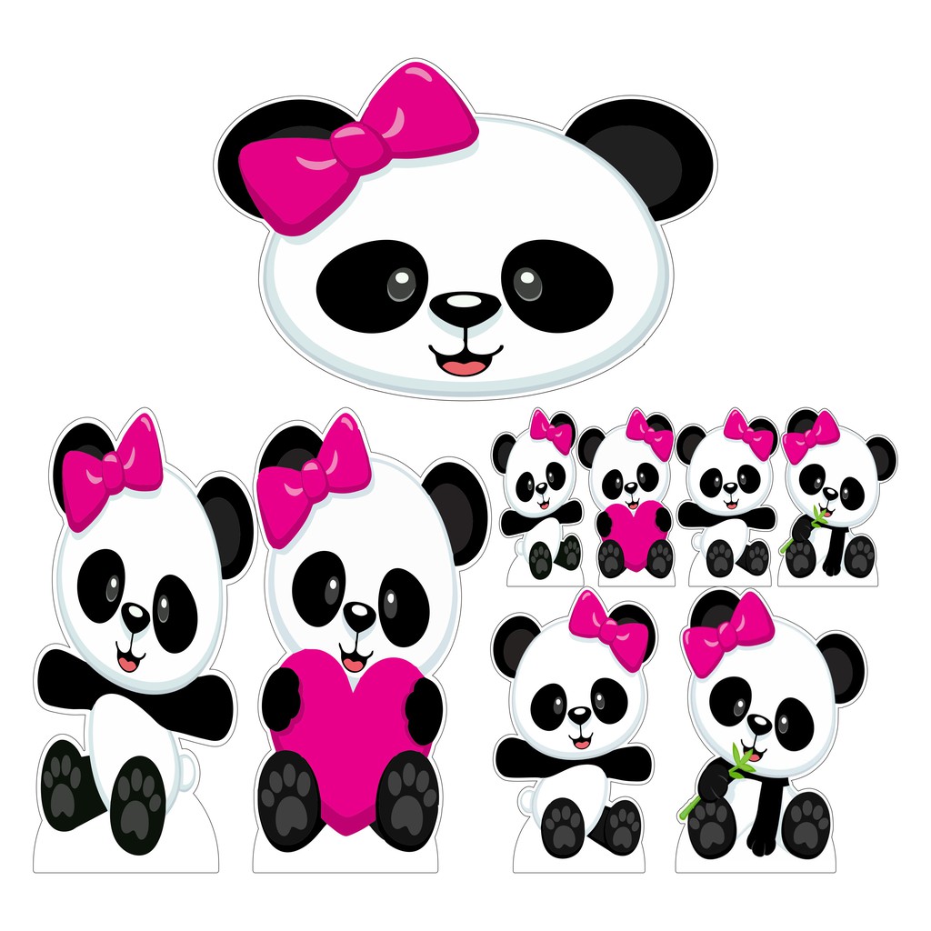 Kit Display + Elipse ROSTO Festa Infantil Urso Panda (FEMININO) (PINK ...