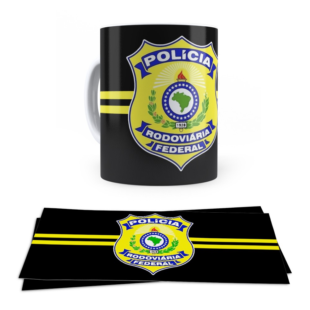 Caneca Polícia Rodoviária Federal PRF Brasão Distintivo | Shopee Brasil