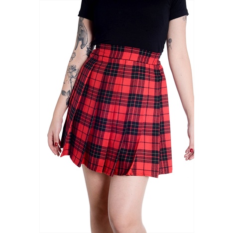 saia xadrez colegial pregas plissada quadriculada listrada | Shopee Brasil