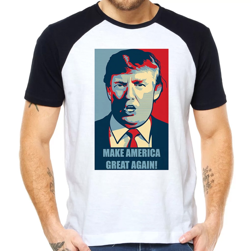 Camisa Raglan Donald Trump Make America Great Again Usa | Shopee Brasil