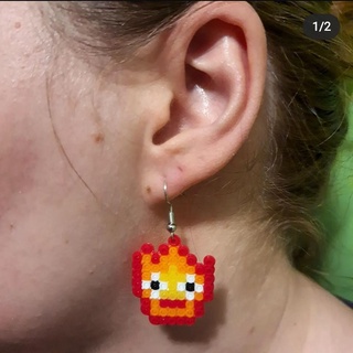Brincos Calcifer Studio Ghibli | Pixel Art | Shopee Brasil