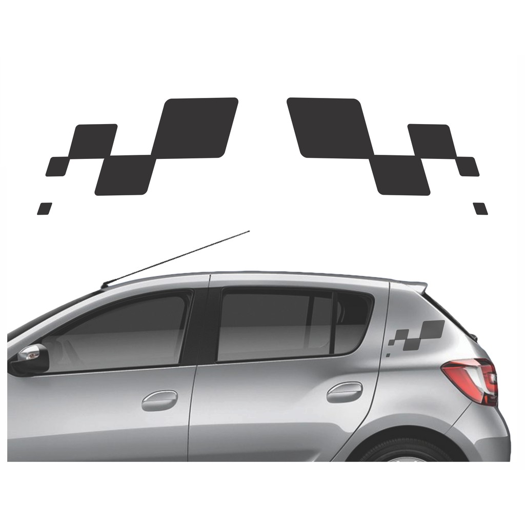 Kit Par Adesivos Sandero Tuning Laterais Emblema Carro R906 | Shopee Brasil