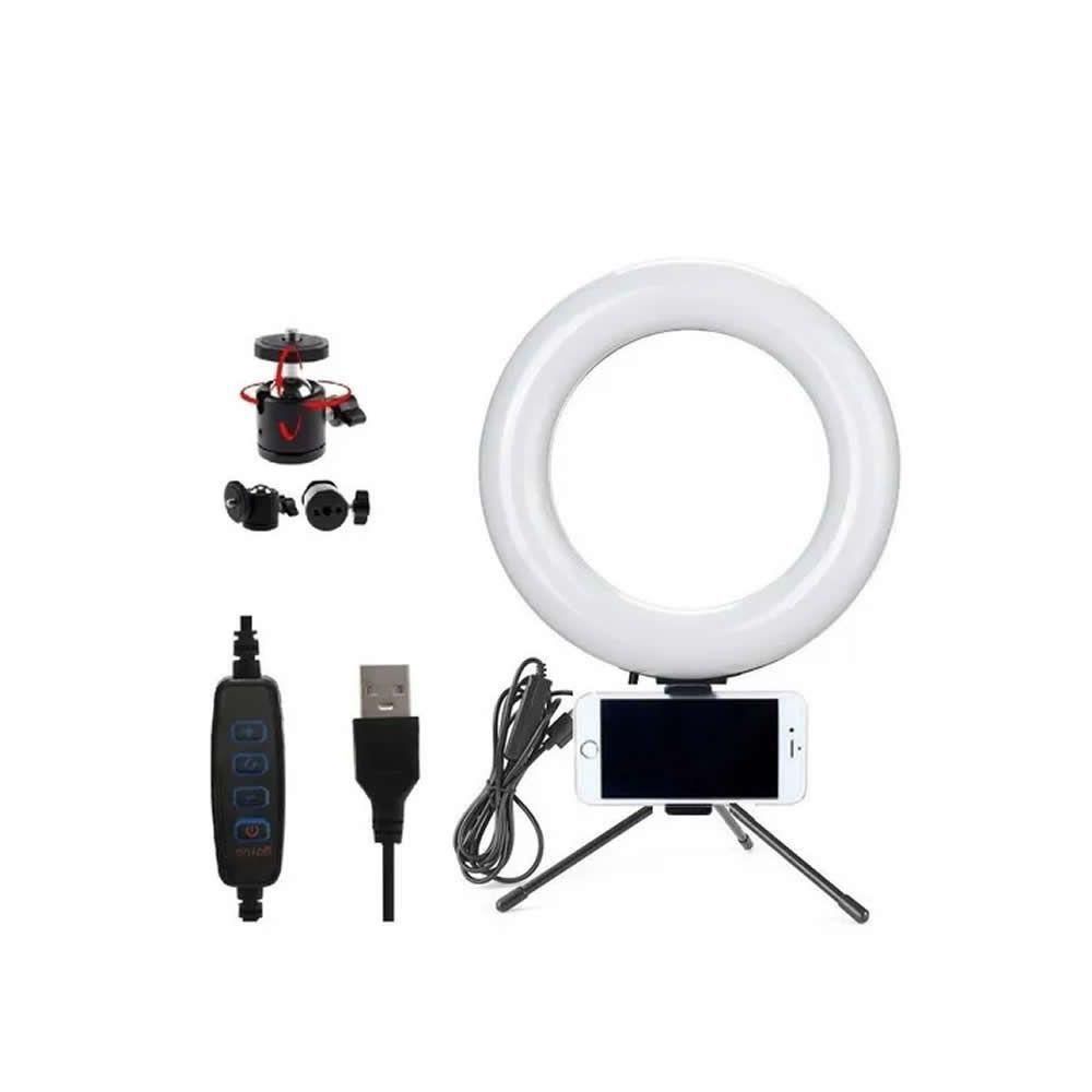 Ring Light 6 Polegadas com Mini Tripe e Suporte para Celular | Shopee Brasil