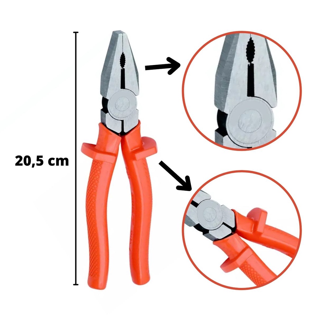 Alicate Universal de 8" com Cabo Isolado para Uso Geral Eletricista Starfer | Shopee Brasil