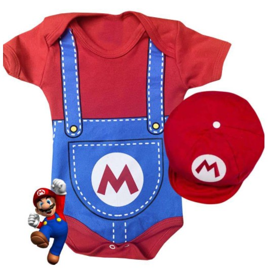 kIT Body SUPER MARIO BROSS + BOINA Temáticos Infantil Personagens ...