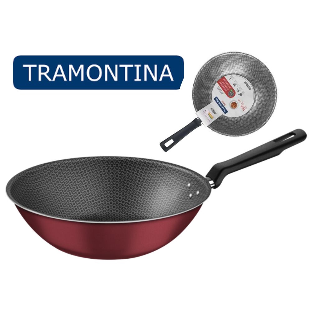Frigideira Tramontina Antiaderente Wok Loreto Vermelha 28cm | Shopee Brasil