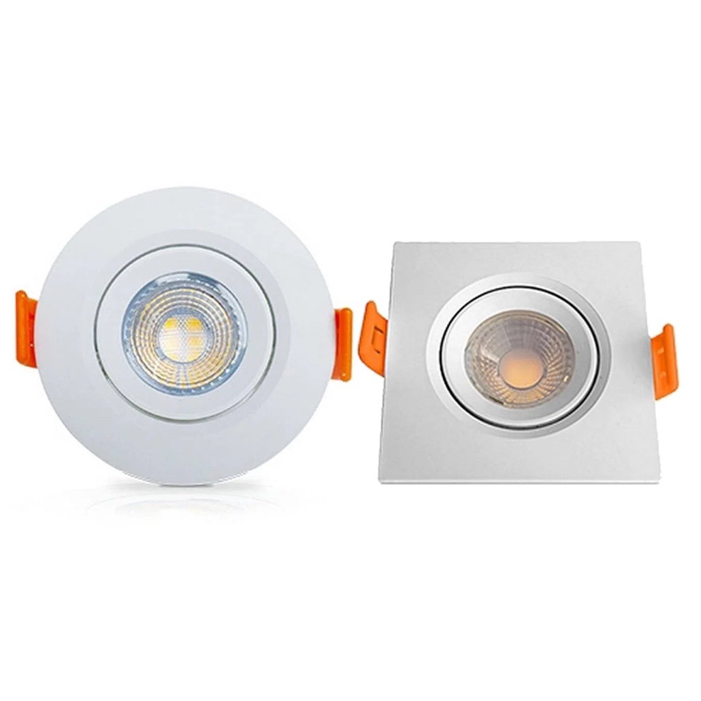 Mini Spot Led De Embutir Direcionável 3w Quadrado Redondo Branco Driver ...