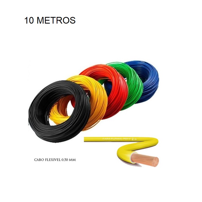 Fio Cabo Cabinho 0,50mm - Som Automotivo Permak 10 METROS 100% Cobre ...