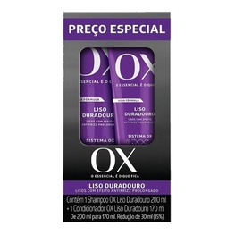 KIT OX - SHAMPOO + CONDICIONADOR - LISO DURADOURO - Corre Que Ta Baratinho