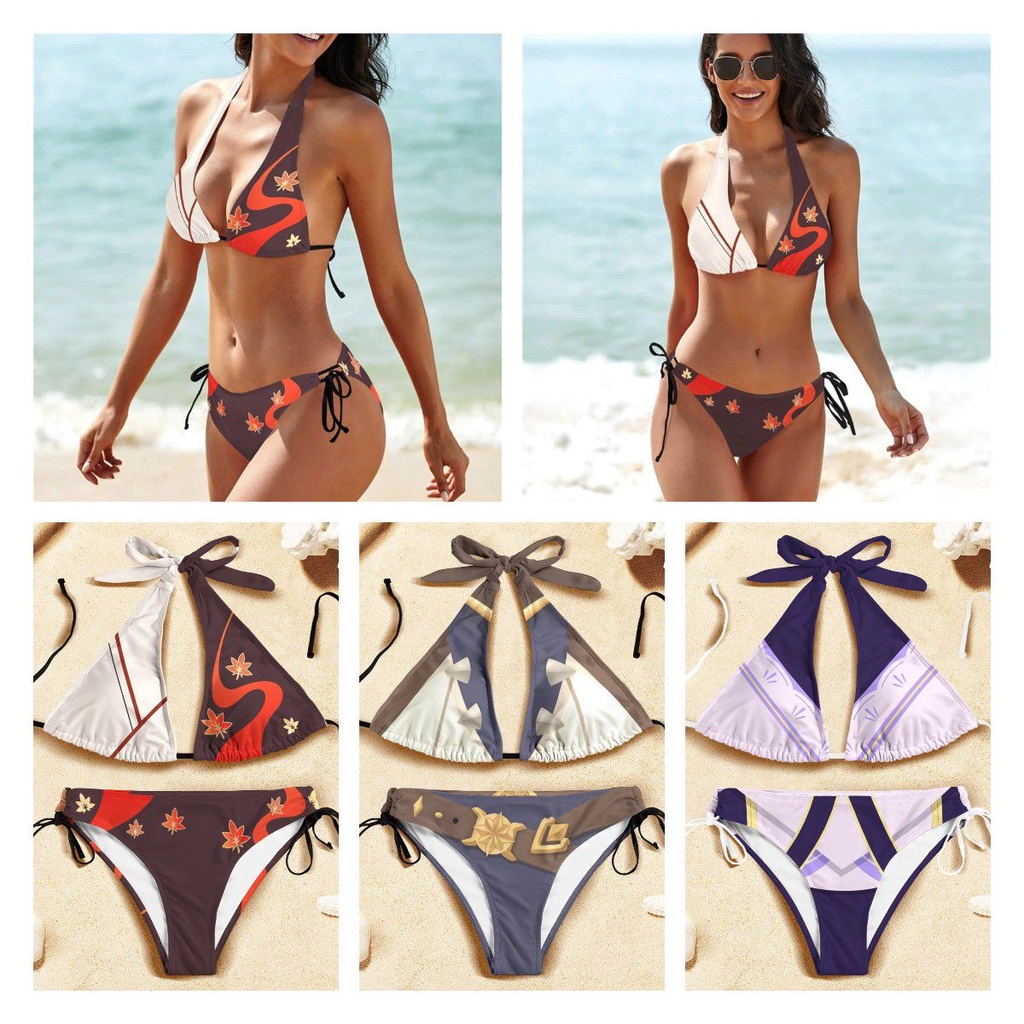 Game Genshin Impact Cosplay Swimsuit Bikini Women Tartaglia Venti Hutao