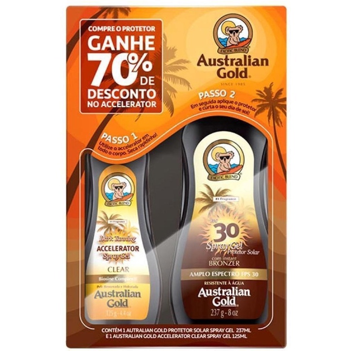 Kit Australian Gold Protetor Solar Fps30 + Bronzeador 125ml | Shopee Brasil