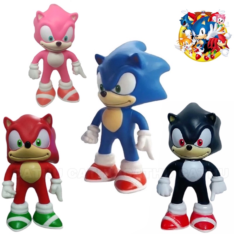 Boneco Sonic Azul Vermelho Preto Rosa Amarelo Knucles Shadow Infantil ...