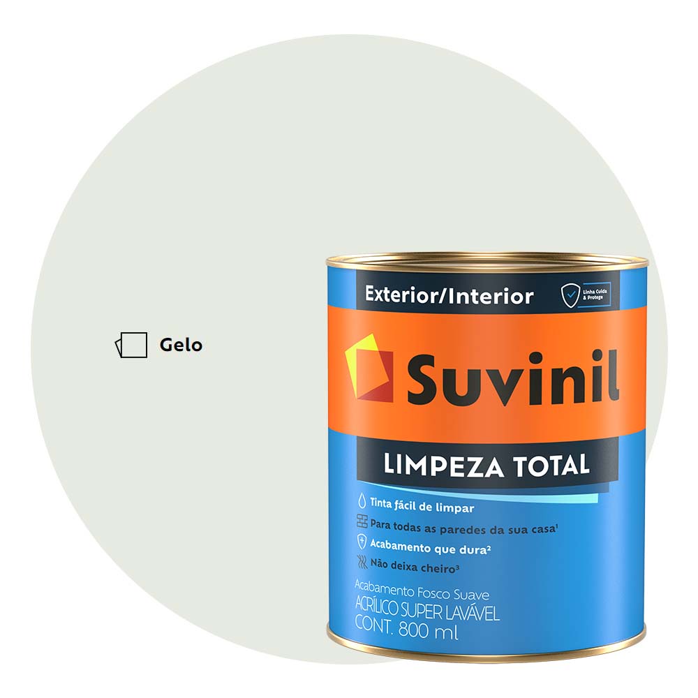 Tinta Super Lavável Suvinil Limpeza Total 800ml Branco Gelo | Shopee Brasil