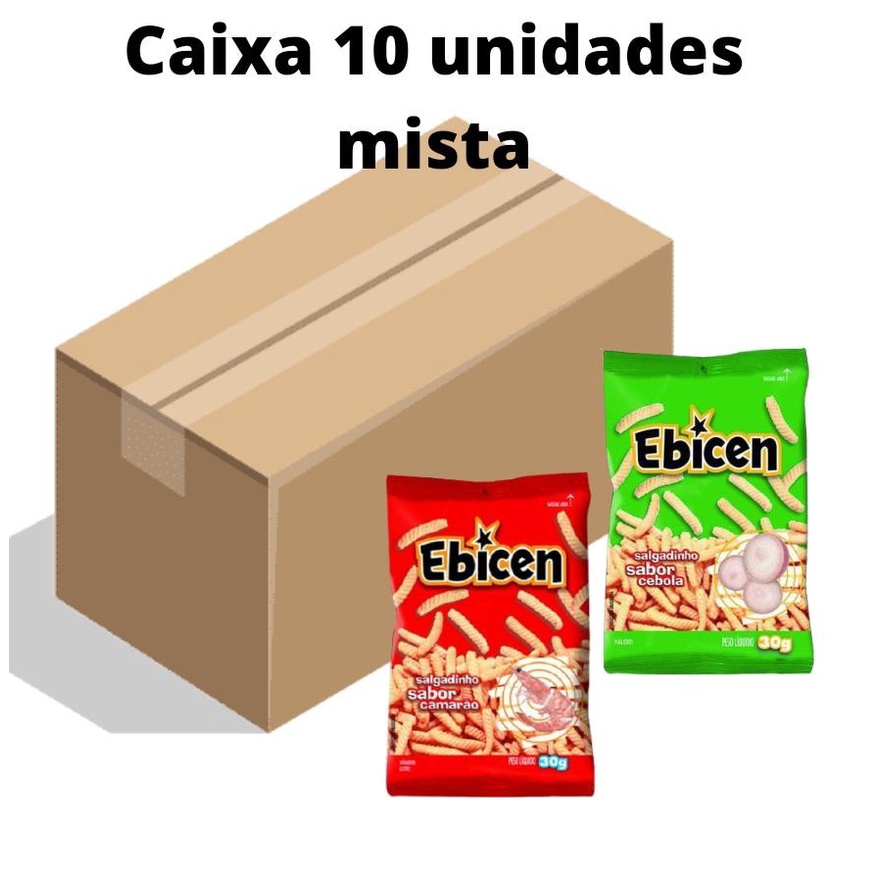 Kit 10 salgadinhos Ebicen Misto 30g | Shopee Brasil