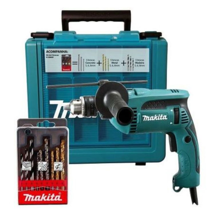 Furadeira Impacto 1/2" 760W Maleta + Jogo de Brocas Makita | Shopee Brasil