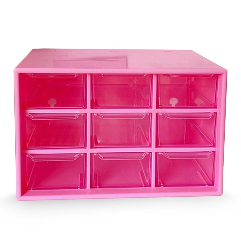 Mini gaveteiro 9 gavetas Rosa | Shopee Brasil