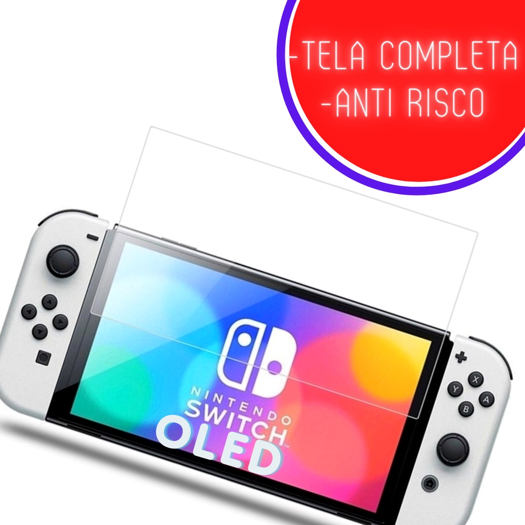 Película Vidro Protetor Switch Oled Tela Completa Anti Risco Compatível NINTENDO Novo ...