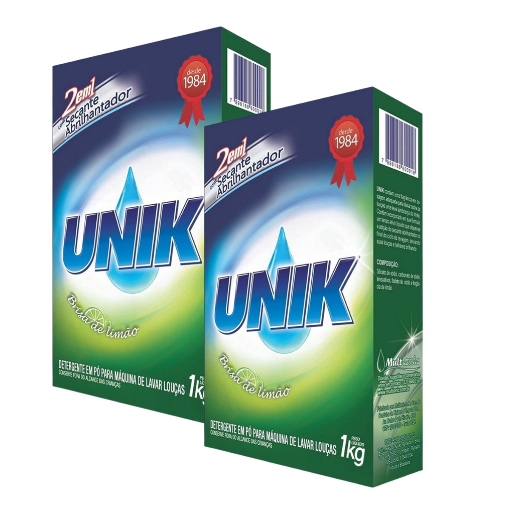 Kit 2 Detergente Unik E Pó Para Lava Louças Caixa 1K Limão | Shopee Brasil