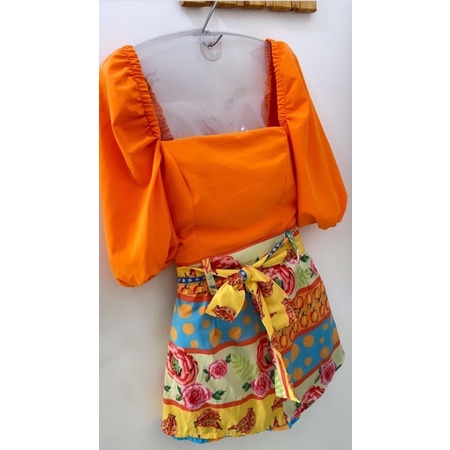 Cropped laranja, tecido duna. | Shopee Brasil