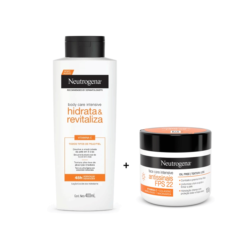 Kit Neutrogena Hidratante Corporal Revitaliza 400ml + Neutrogena Facial ...
