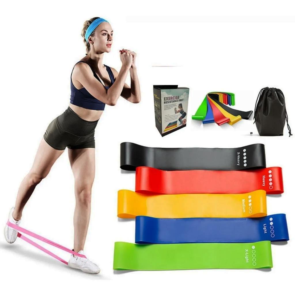 5 Faixas Mini Band Fita Elastica De Resistencia Exercicios Yoga ...