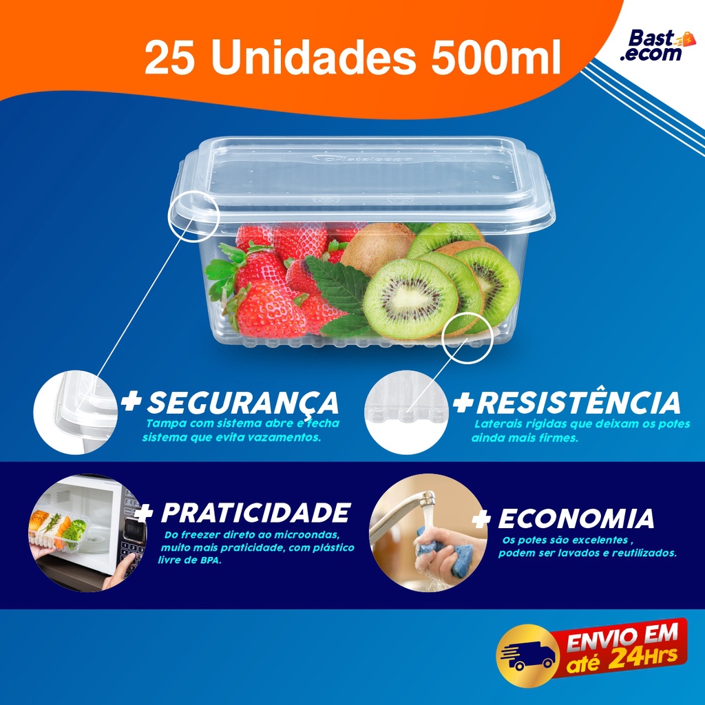 25 Pote Marmita Descartável 500ml Freezer Microondas | Shopee Brasil