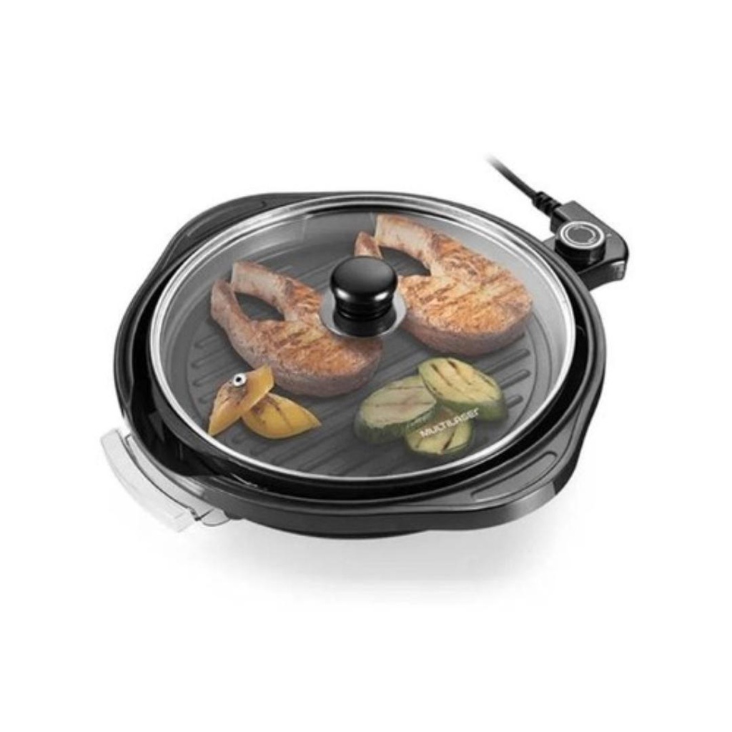 Panela Grill Multilaser Gourmet 1200W Grelha Antiaderente Preto ...