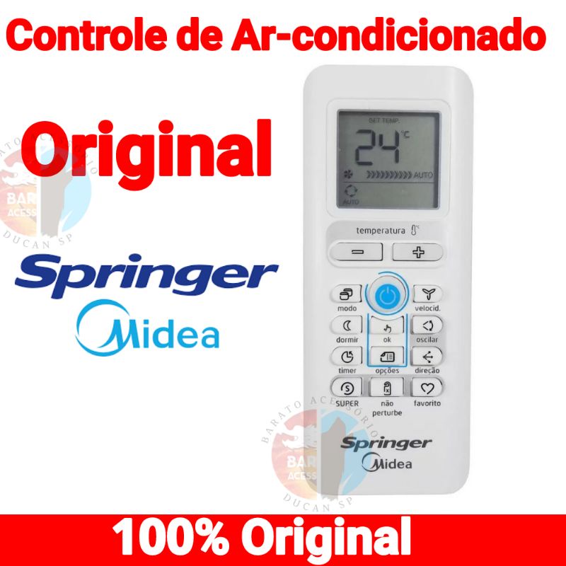 Controle Remoto para Ar Condicionado Springer Midea - Original | Shopee ...