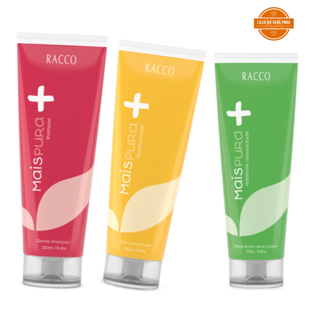 KIT CABELO E CORPO MAIS PURA RACCO 1 Shampoo + 1 Condicionador + 1 ...