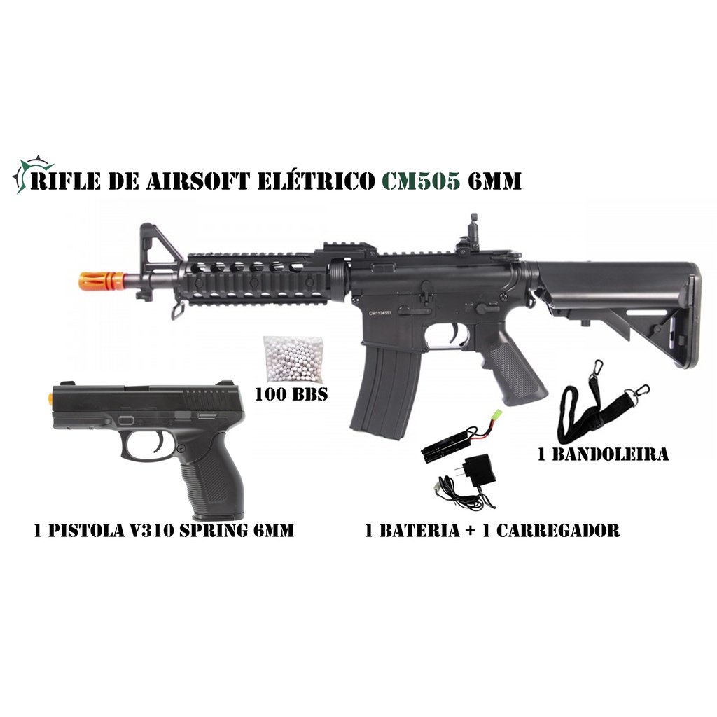 Rifle de Airsoft M4A1 CQB RAS II CM505 PLAST 6mm + Pistola 24/7 V310 ...