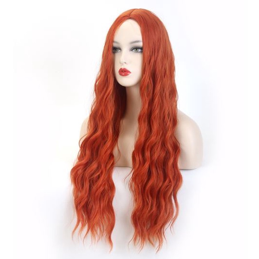 Peruca Fibra Premium Ruiva cenoura 70cm Ondulada Aceita Prancha ...