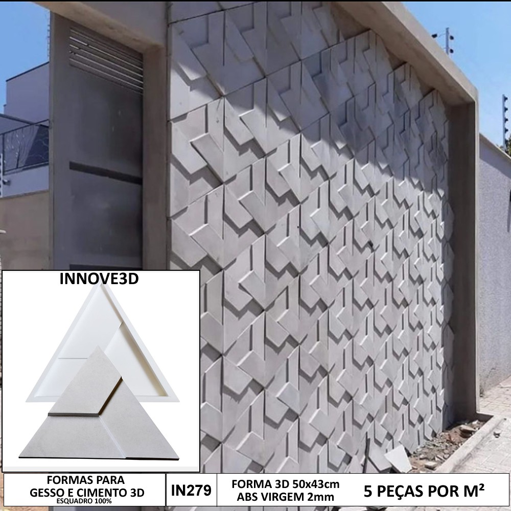 Forma 3d Triangulo Trapezio 50x43 Abs 2mm Molde Para Gesso e Cimenticio ...