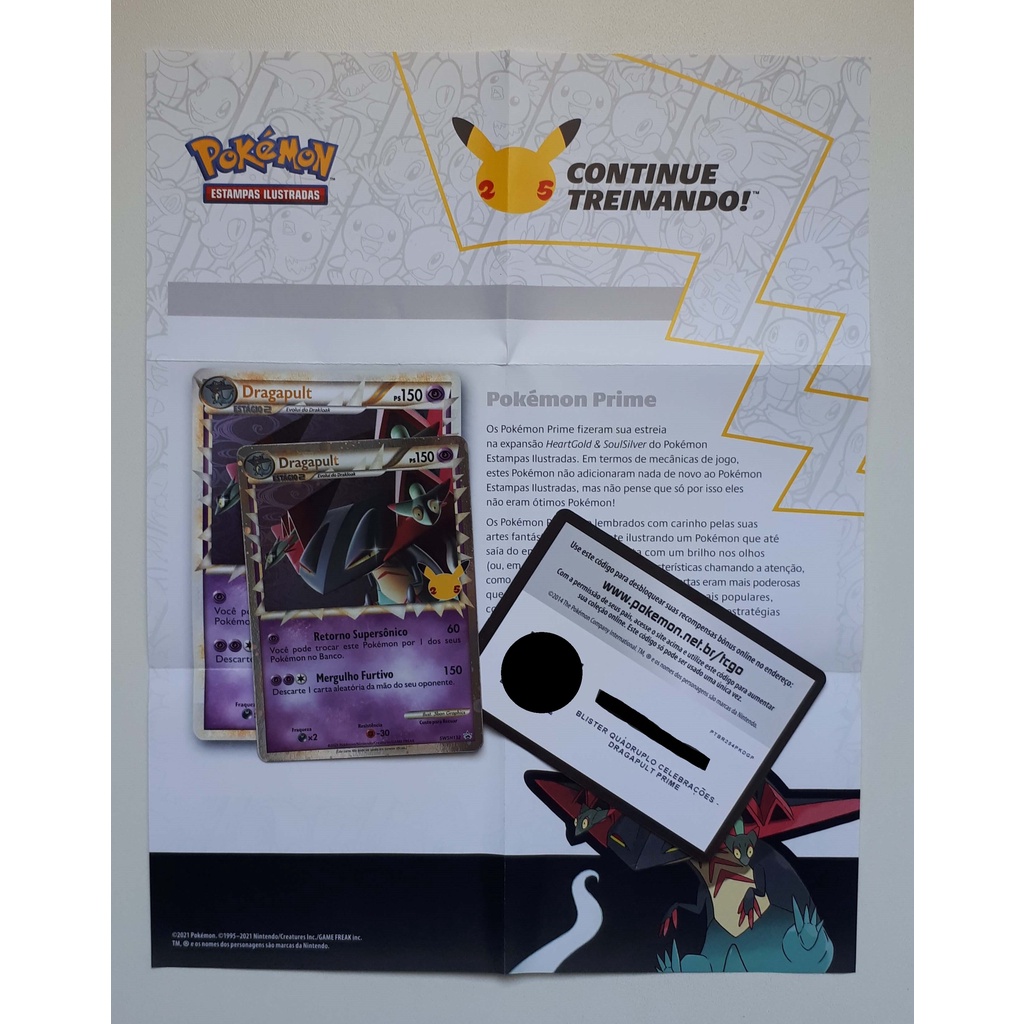 Carta Dragapult Prime Celebrações Promo + Folheto e Código Pokémon TCG ...
