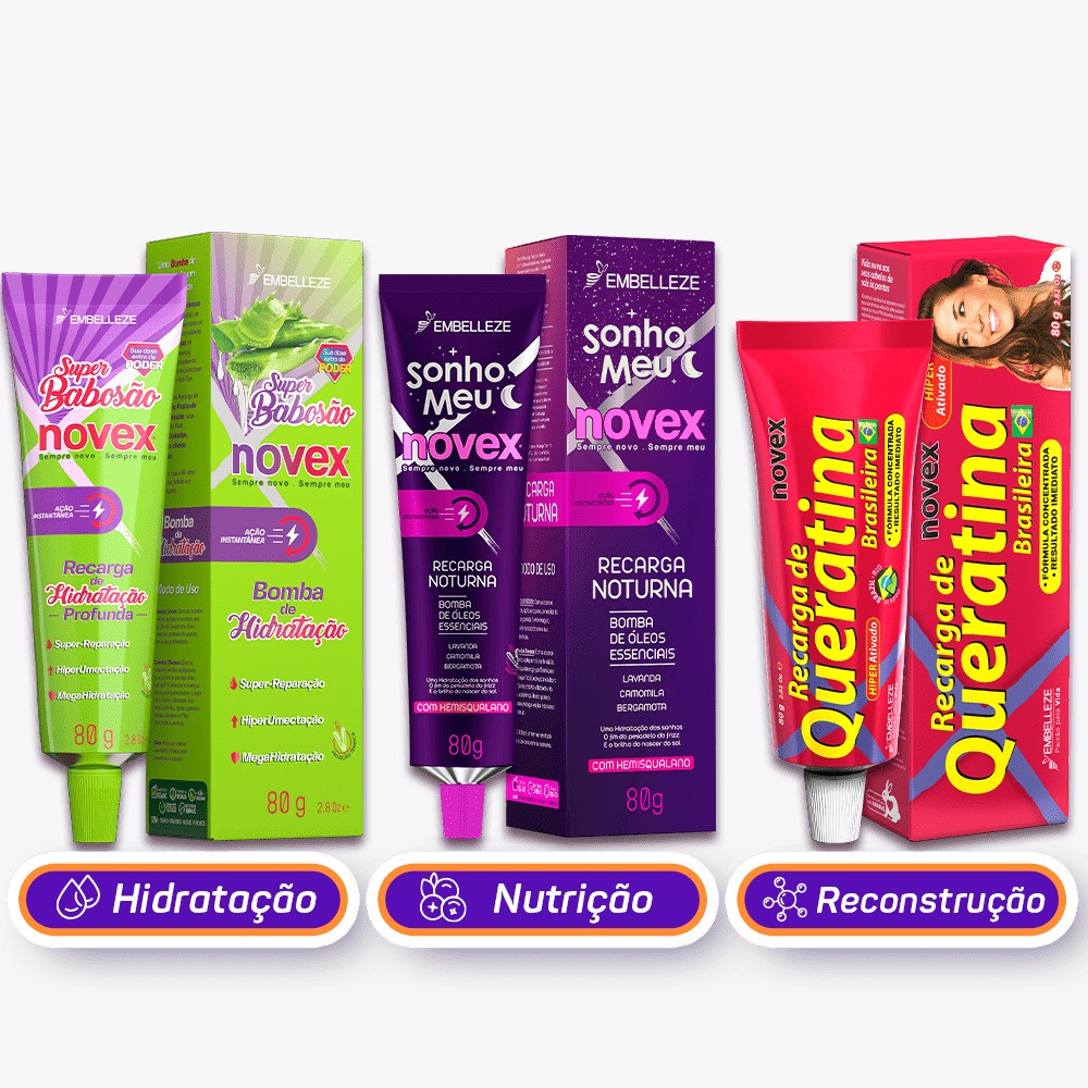 Kit Novex 3 Recargas Cronograma Capilar | Shopee Brasil