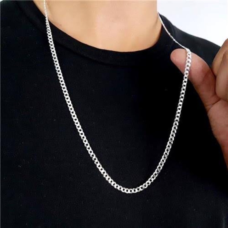 Corrente Grumet 1x1 Italiana Prata 925 4 mm 60 cm + brinde | Shopee Brasil