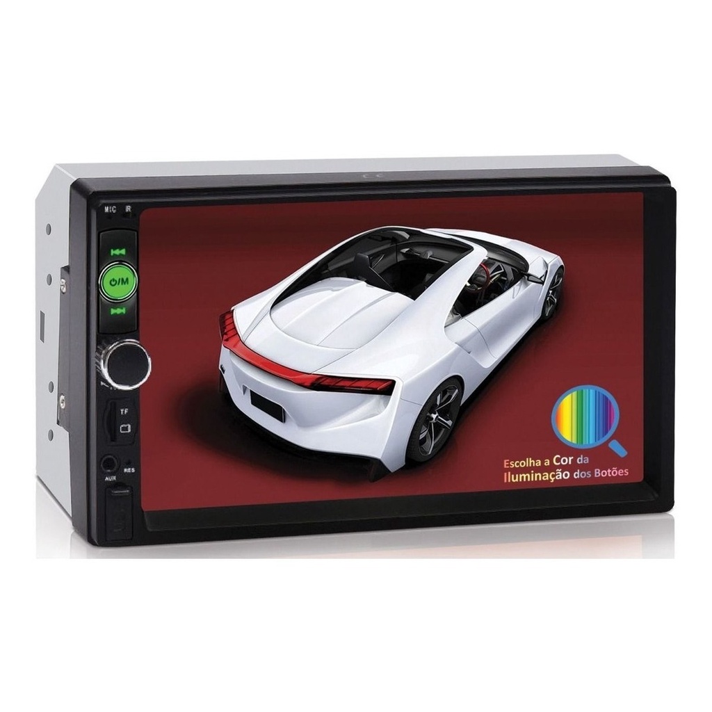 Central Multimídia E-Tech 2 Din MP5 Light Botão Físico Tela 7 Bluetooth/USB/SD/AUX/FM ...