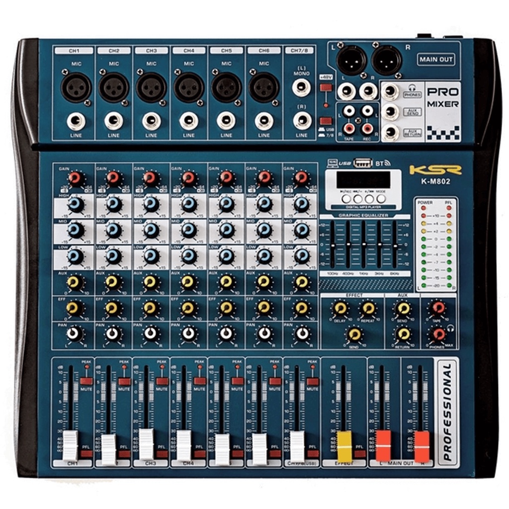 Mesa De Som Analogica Profissional Ksr 8 Canais Bluetooth | Shopee Brasil